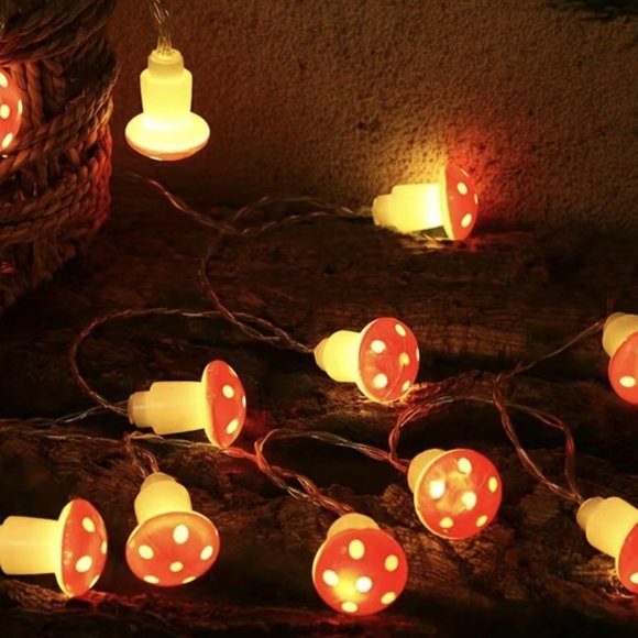 Accents | 1 Feet Red White Polka Dot Mushroom Toadstool 20 Led Lights ...